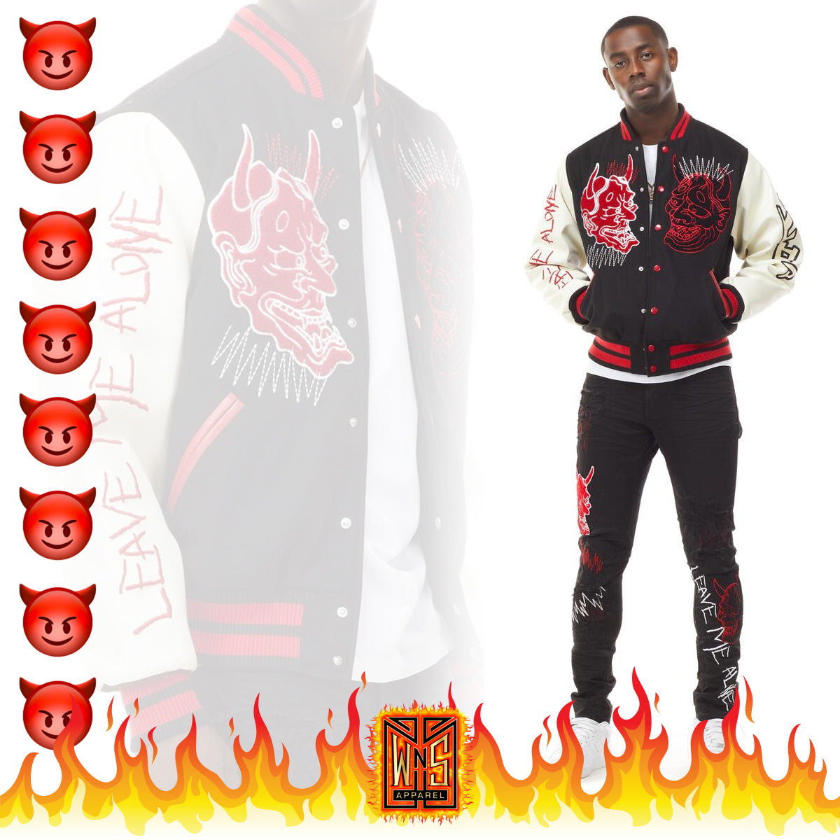 Demon Time Varsity Jacket & Jeans (Red) – WNS Apparel